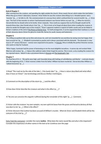 Frankenstein - Chapters 6 and 7 | Teaching Resources