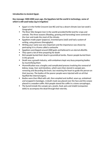 Introduction to Ancient Egypt | Teaching Resources