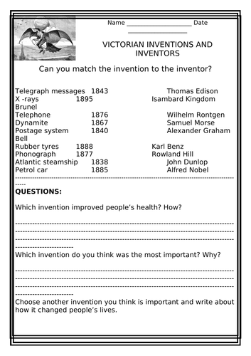 Victorian Inventions & Inventors - Activities for Key Stage Two ...