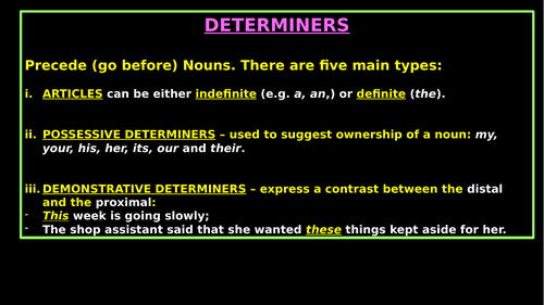 DETERMINERS and HOW TO USE THEM | Teaching Resources
