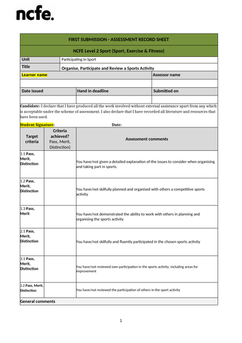 NCFE L2 Sport Participating in Sport Unit Pack | Teaching Resources