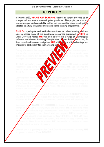 End of Year Reports | Teaching Resources
