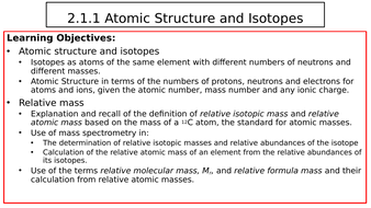 OCR Chemistry 2.1.1 Atomic Structure and Isotopes | Teaching Resources