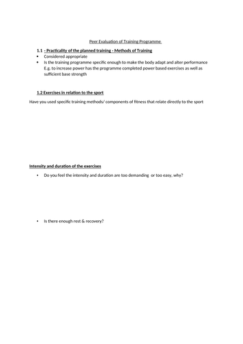 BTEC Sports and Exercise Science Unit 8 Specialised Fitness Training ...