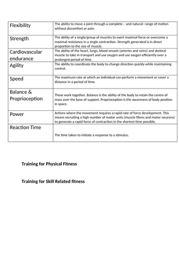 BTEC Sports and Exercise Science Unit 8 Specialised Fitness Training ...