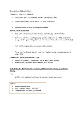 BTEC Sports and Exercise Science Unit 8 Specialised Fitness Training ...
