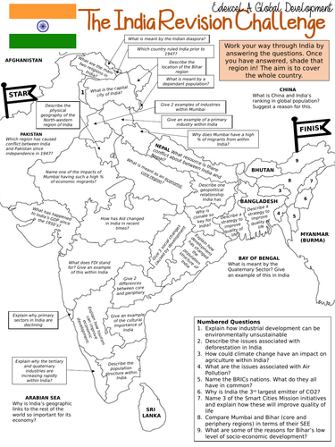 India Revision Sheet (Edexcel A) | Teaching Resources