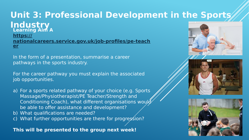BTEC Sport Level 3 NQF Unit 3 Learning Aims A and B (Professional ...