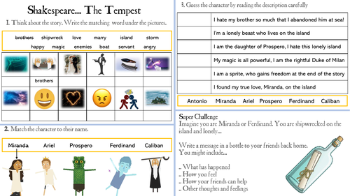 The Tempest Activity Sheet | Teaching Resources The Tempest Activity Sheet | Teaching Resources