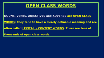 OPEN AND CLOSED CLASS WORDS | Teaching Resources