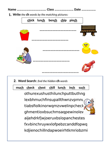 ch digraph worksheet Mrs Pryce's Funny Phonics | Teaching Resources
