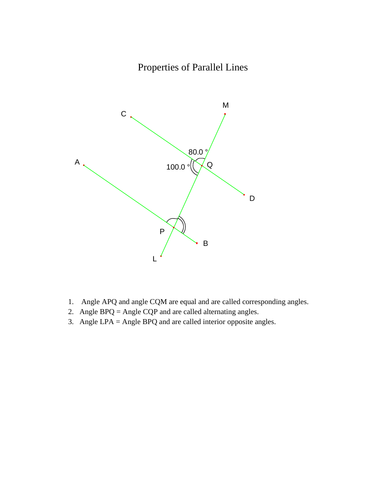 Properties of Parallel Lines and the Sum of the Angles of a Triangle ...