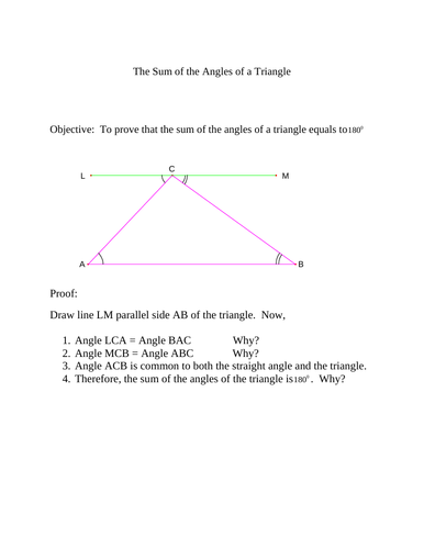 Properties of Parallel Lines and the Sum of the Angles of a Triangle ...
