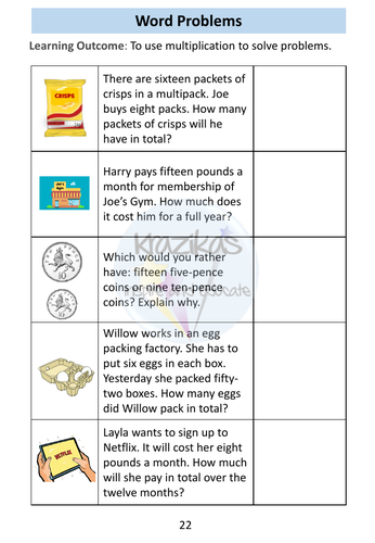 Multiplication: AQA Entry Level 3 Maths | Teaching Resources