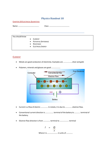 Complete source for IGCSE Physics Electrical Quantities (Chapter 18 ...