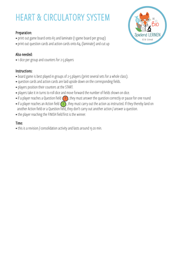 Heart, Blood & Circulatory system - Board Game (KS4/5) | Teaching Resources