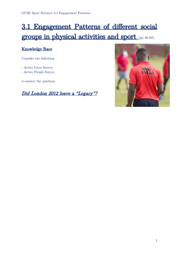 OCR GCSE P.E. (9-1) - 3.1 Engagement Patterns in Physical Activity and ...