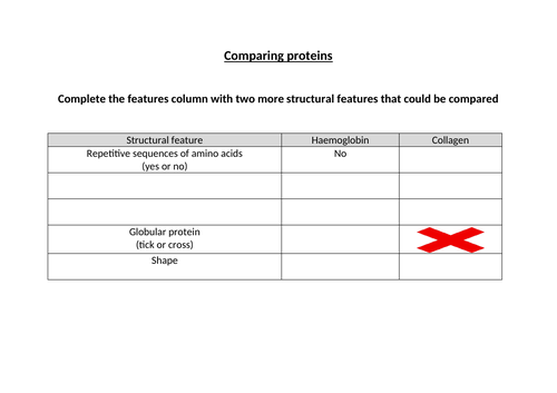 Fibrous & globular proteins (WJEC A-level Biology) | Teaching Resources