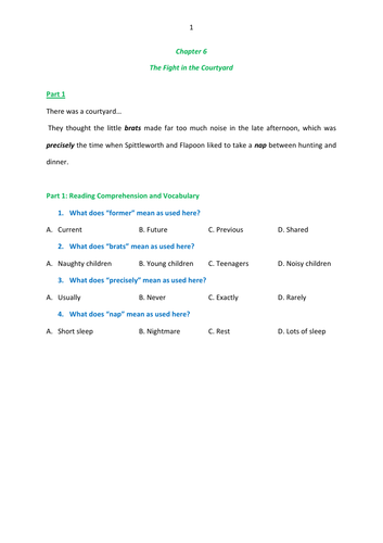 The Ickabog by J. K. Rowling - Chapters 1-8 - Reading comprehension and ...