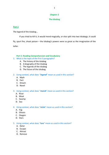 The Ickabog by J. K. Rowling - Chapters 1-8 - Reading comprehension and ...