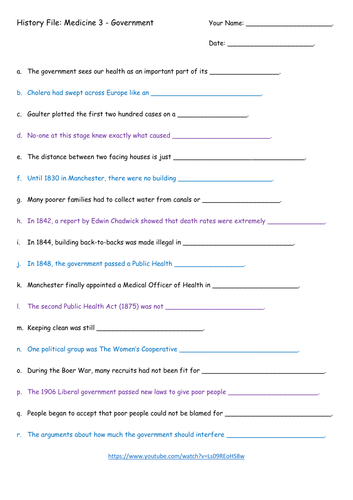 History File: Medicine 3- Government Video Questions | Teaching Resources