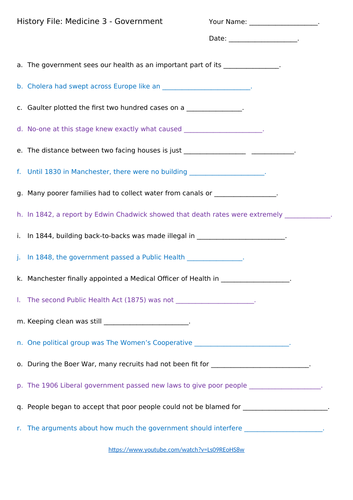 History File: Medicine 3- Government Video Questions | Teaching Resources