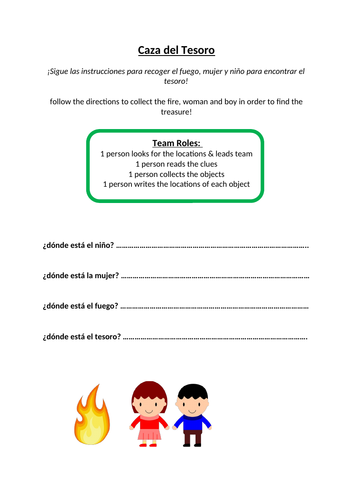 Spanish - where is? Treasure Hunt | Teaching Resources