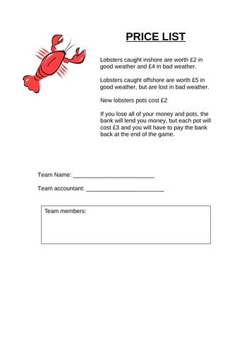 Lobster Pot maths game | Teaching Resources Lobster Pot maths game | Teaching Resources