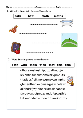 th digraph worksheet Mrs Pryce's Funny Phonics | Teaching Resources