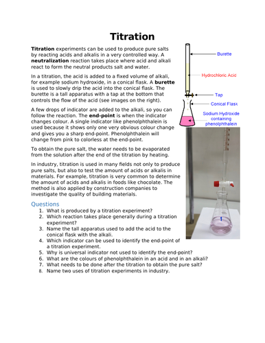 Reading exercise - Titration | Teaching Resources