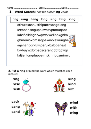 ng digraph worksheet Mrs Pryce's Funny Phonics | Teaching Resources
