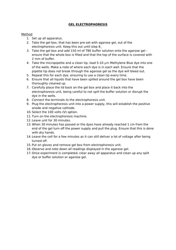 Gel electrophoresis method | Teaching Resources