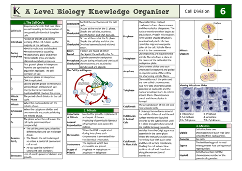 OCR Biology A Knowledge Organiser- Chapter 6 | Teaching Resources