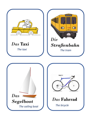Transportmittel: The German transportation (Flash Cards) | Teaching ...