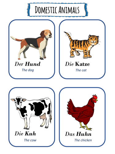 Tiere - German Animals Flash Cards (Domestic, Wild, Maritime ...