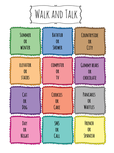 48 Walk-and-Talk Cards (Back to School Activities) | Teaching Resources