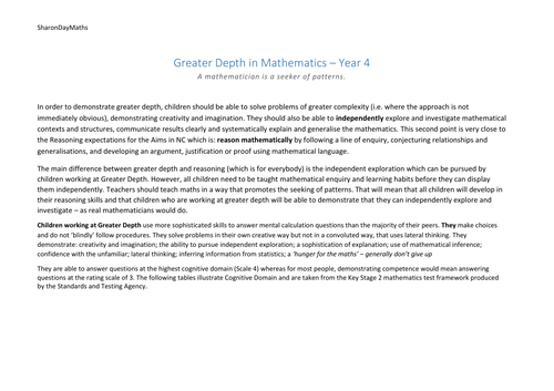 Y4 - Greater Depth in mathematics statements | Teaching Resources