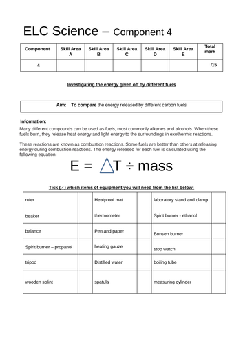 AQA ELC Science Component 4 *UPDATED* | Teaching Resources