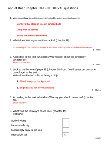Year 5/6: Whole Class Reading - Land of Roar 18-19 - RETRIEVAL lesson ...