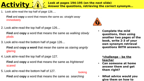 Year 5/6: Whole Class Reading - Land of Roar 22-23 - synonym retrieval ...