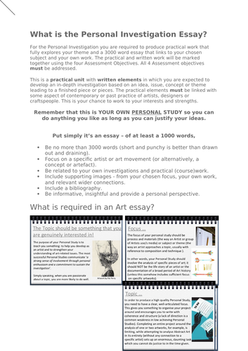 How to write a Personal Investigation Essay | Teaching Resources