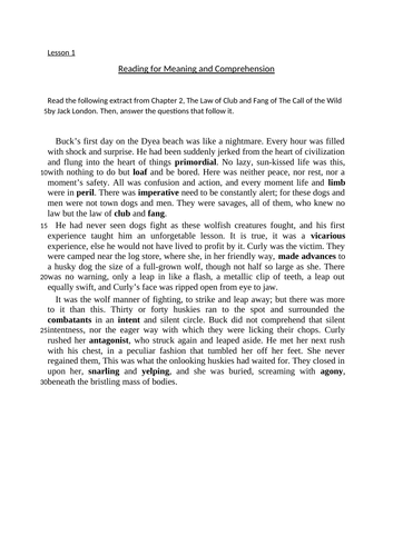 The Call of the Wild by Jack London 4 lessons plus quiz | Teaching ...