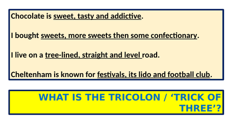 The Tricolon / 'Trick' or 'Power of 3' | Teaching Resources