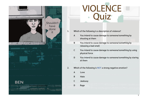 Violence Quiz and Teen Dating Violence Worksheet (UK) | Teaching Resources