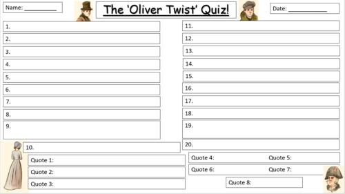 Oliver Twist Quiz | Teaching Resources