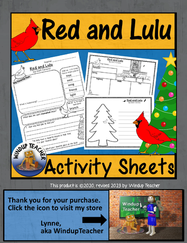 Red and Lulu Activity Sheets Printable Picture Book Activities for ...