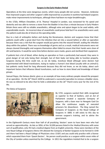 Surgery in the Early Modern Period | Teaching Resources