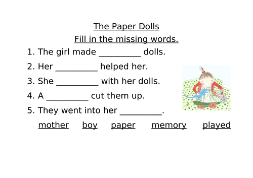 The Paper Dolls Literacy Pack | Teaching Resources