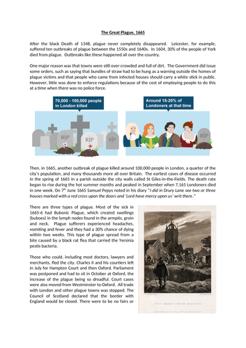 The Great Plague, 1665: Impact on Medicine | Teaching Resources