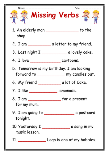 Missing Verbs Worksheet | Teaching Resources